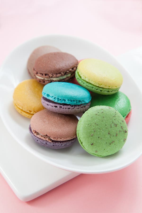 Macarons in dish stock image. Image of meringue, macaroon - 30030659
