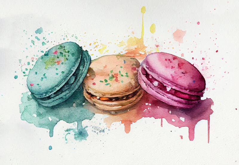 Macarons Drawing with Bit of Watercolour Stock Illustration ...