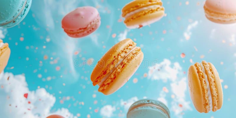 Macarons Floating in Air stock photo. Image of delicious - 366091632