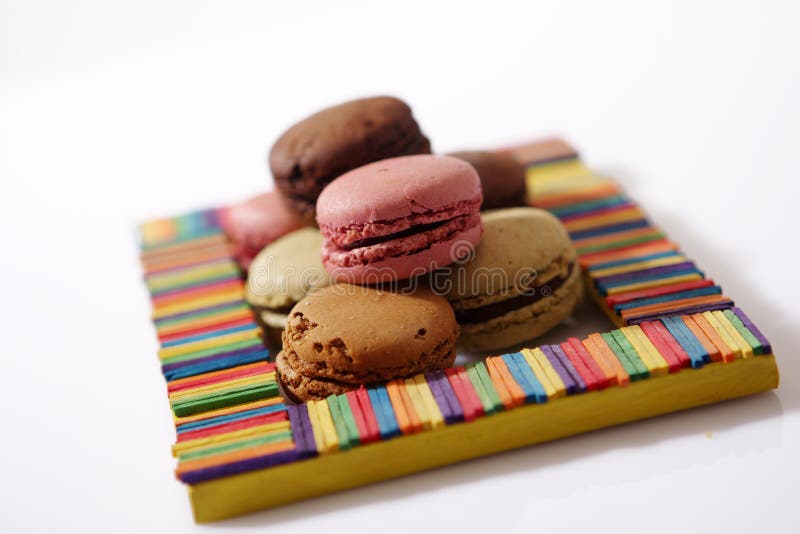 Macarons in a frame stock image. Image of colored, coloured - 40691925
