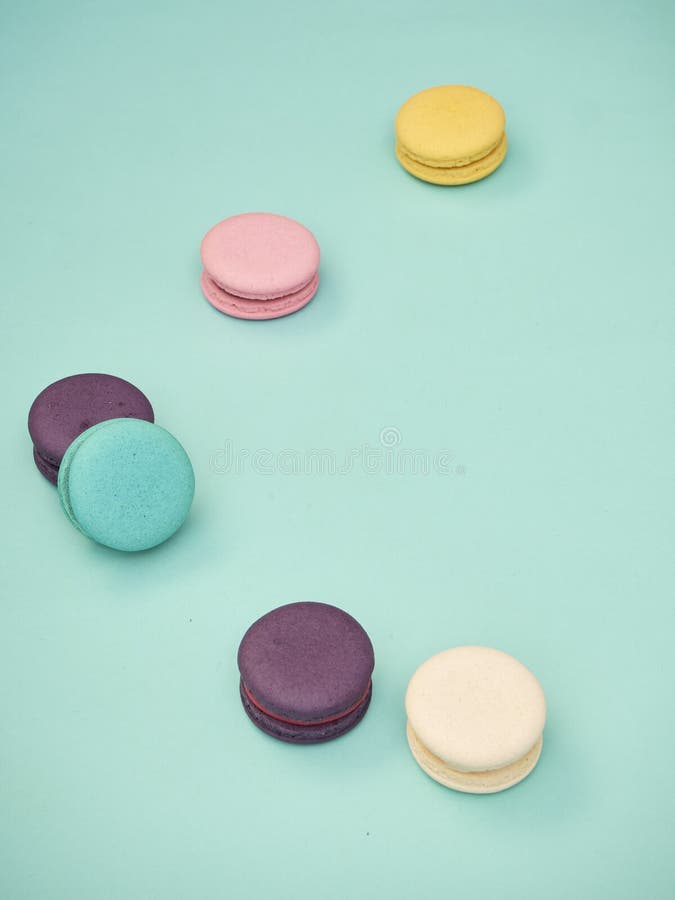 Macarons Pattern on Pastel Blue Background Stock Image - Image of ...