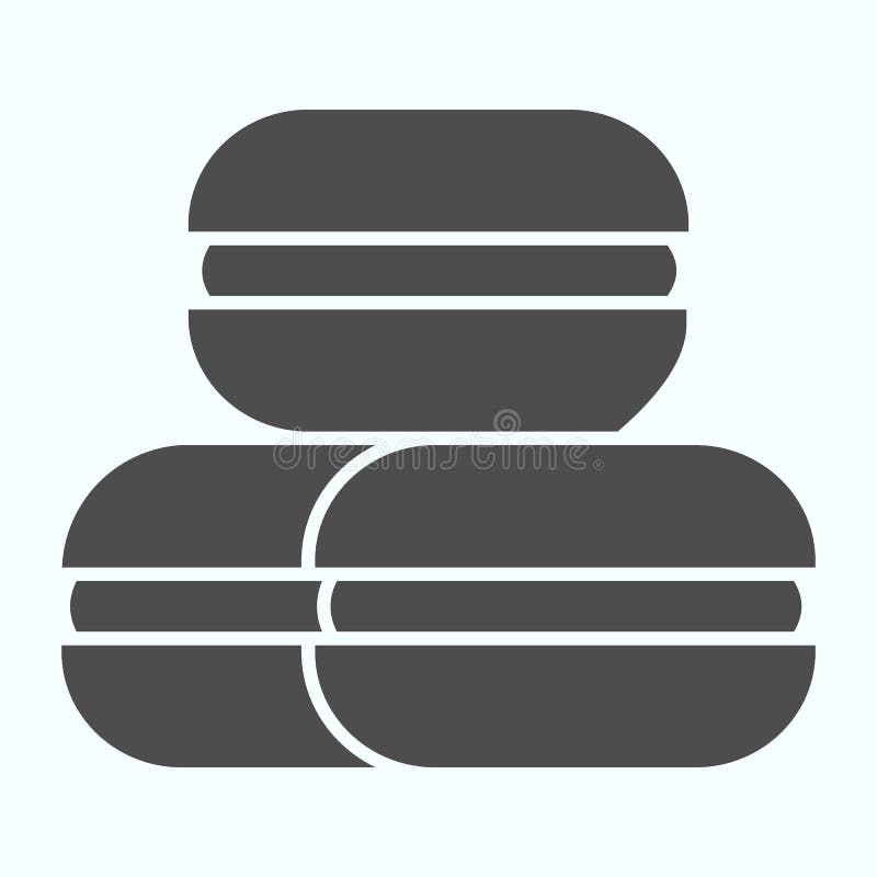 Macarons Solid Icon. Coconut or Ground Almonds Cookie Vector Illustration Isolated on White ...