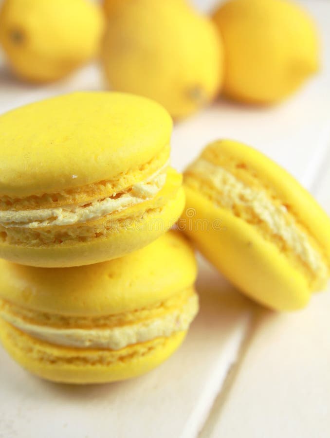 Lemon mascarpone macarons stock image. Image of food - 11060717