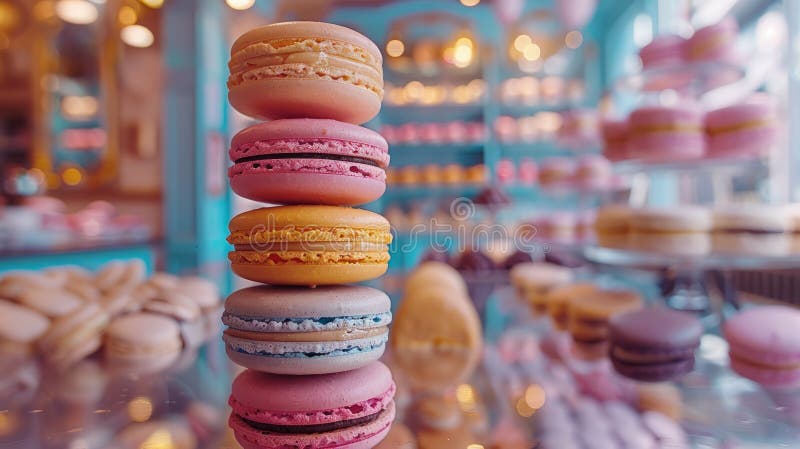 Macarons Stacked in a Bakery Stock Image - Image of pastel, cuisine ...