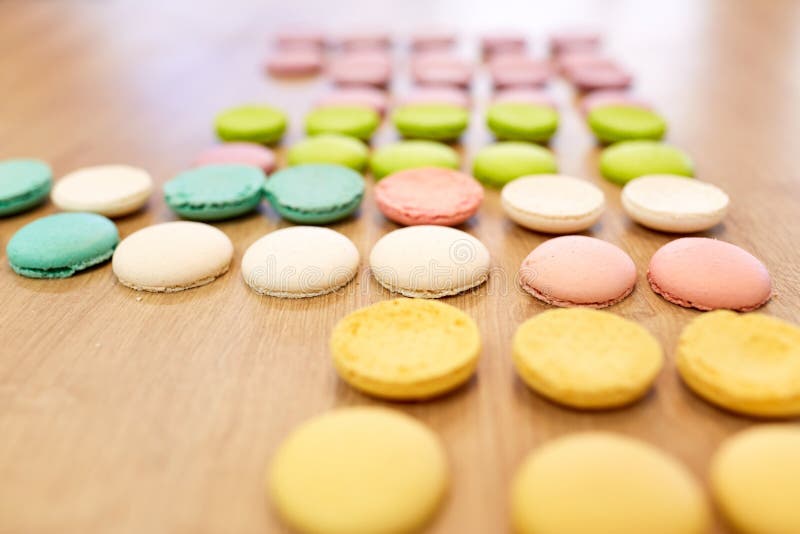 Macarons on Table at Confectionery or Bakery Stock Image - Image of ...