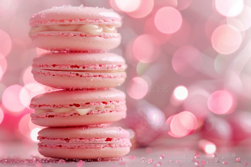 Macaroon Cookies in Pink Pastel Color in 1950s Style Kitchen ...