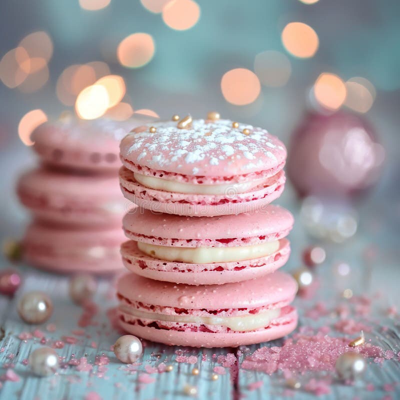 Macaroon Cookies in Pink Pastel Color in 1950s Style Kitchen ...