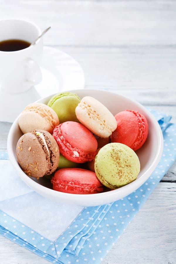 Macaroon Different Colors in a Bowl Stock Image - Image of french ...