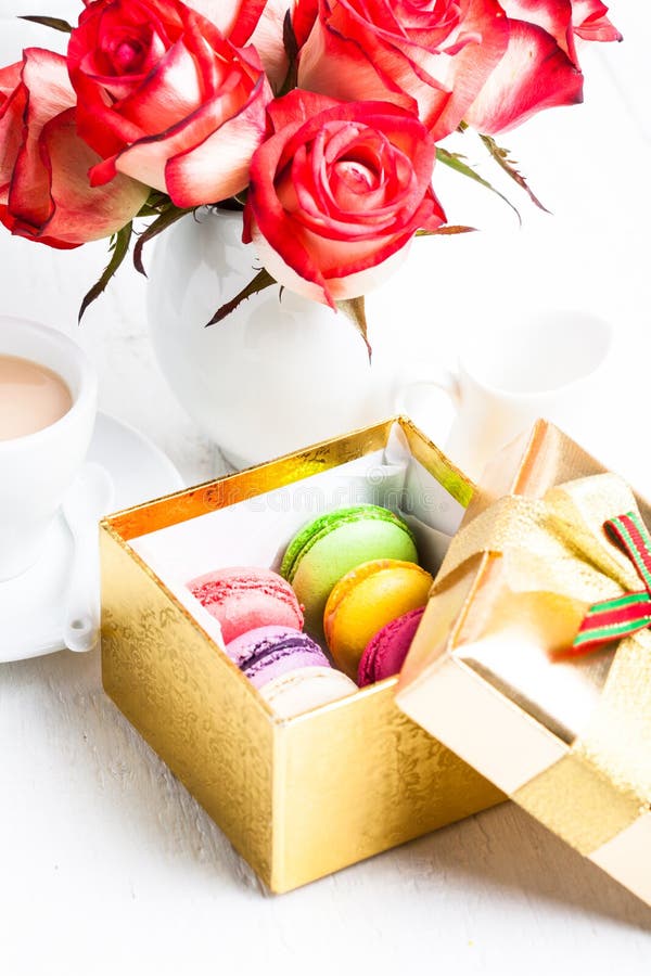 Macaroon in gift box stock photo. Image of french, cookie - 35128414