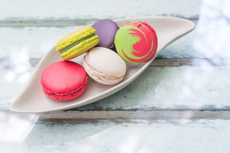 Macaroon on long dish stock photo. Image of gourmet, delicate - 66272646