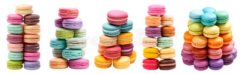 Macaroon Macaron, Group Stack Tower Front View on Transparent ...
