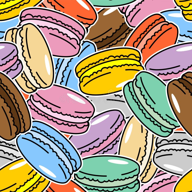 Macaroon Pattern Seamless. Macaroons Colourful Dessert Background Stock ...