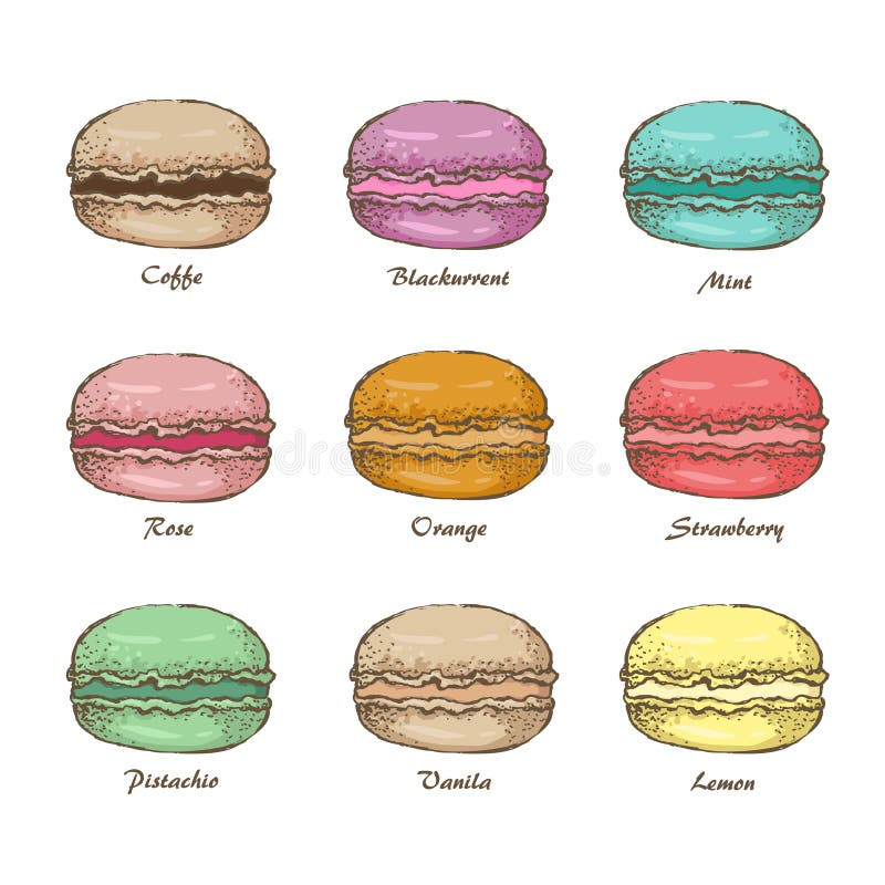 Macaroon menu set stock illustration. Illustration of french - 46880469