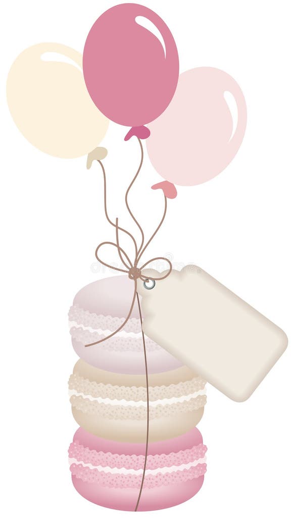 Macaroons with Balloons and Tag Label Stock Vector - Illustration of ...