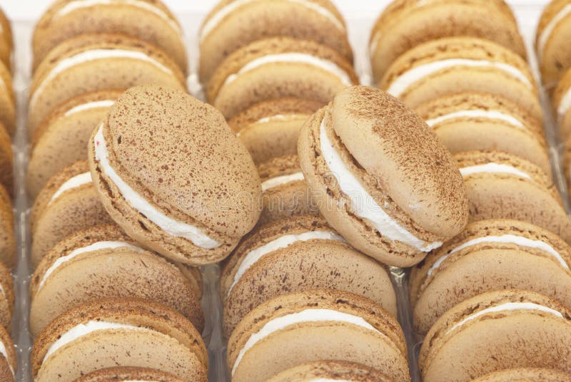 Macaroons in box stock photo. Image of dessert, close - 124421820