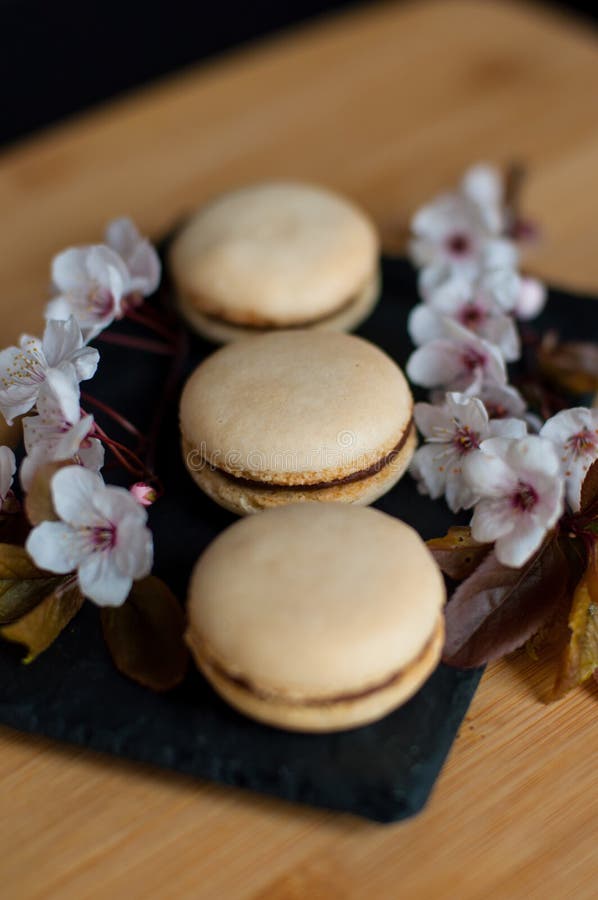 Macaroons Decorated with Flowers Stock Image - Image of delicious, nice ...