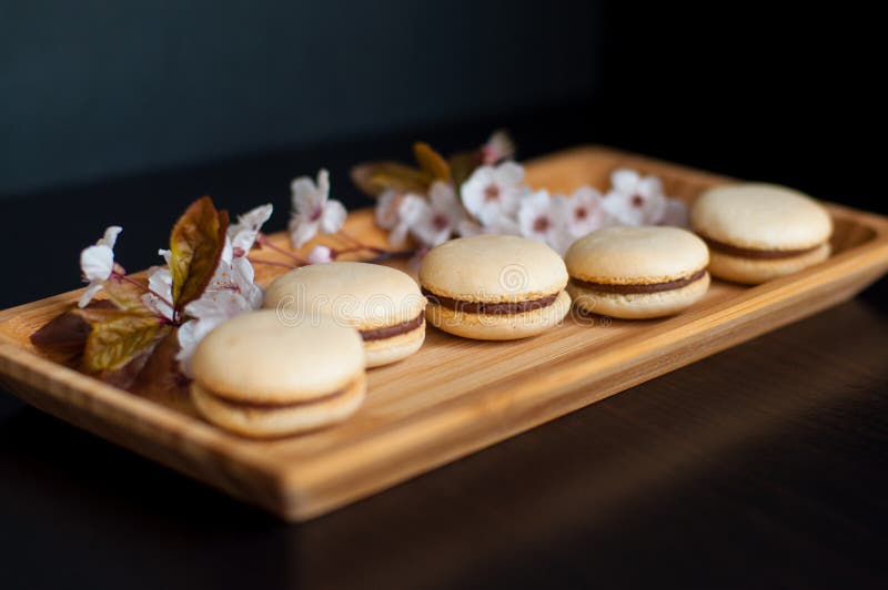 Macaroons Decorated with Flowers Stock Photo - Image of food, delicious ...