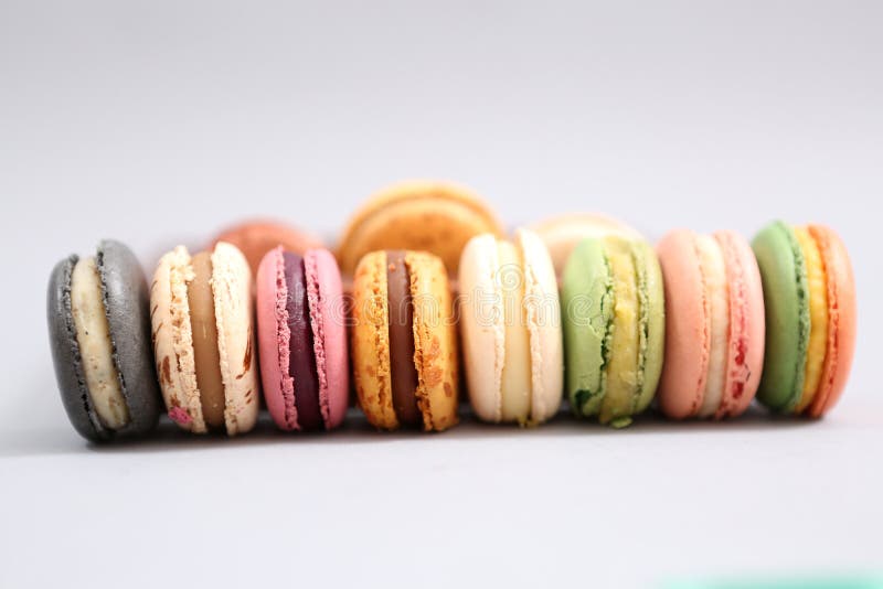 Macaroons in line stock image. Image of delicious, bake - 54899859