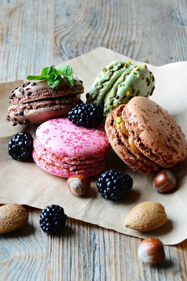 Macaroons stock photo. Image of blackberry, dessert, macaroons - 66491158