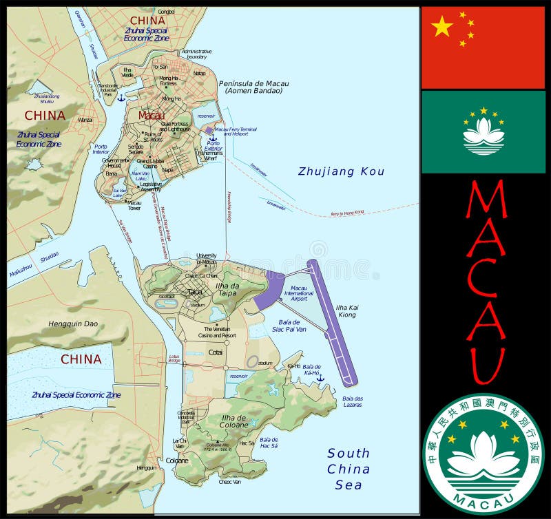 Macau Administrative Divisions Stock Illustration - Illustration of coat, african: 84975282