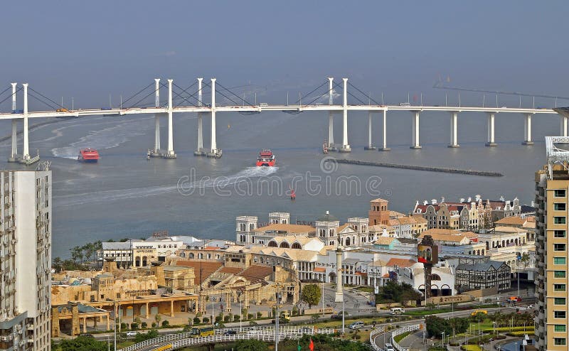Macau bridge editorial image. Image of city, asia, amphi - 19356305