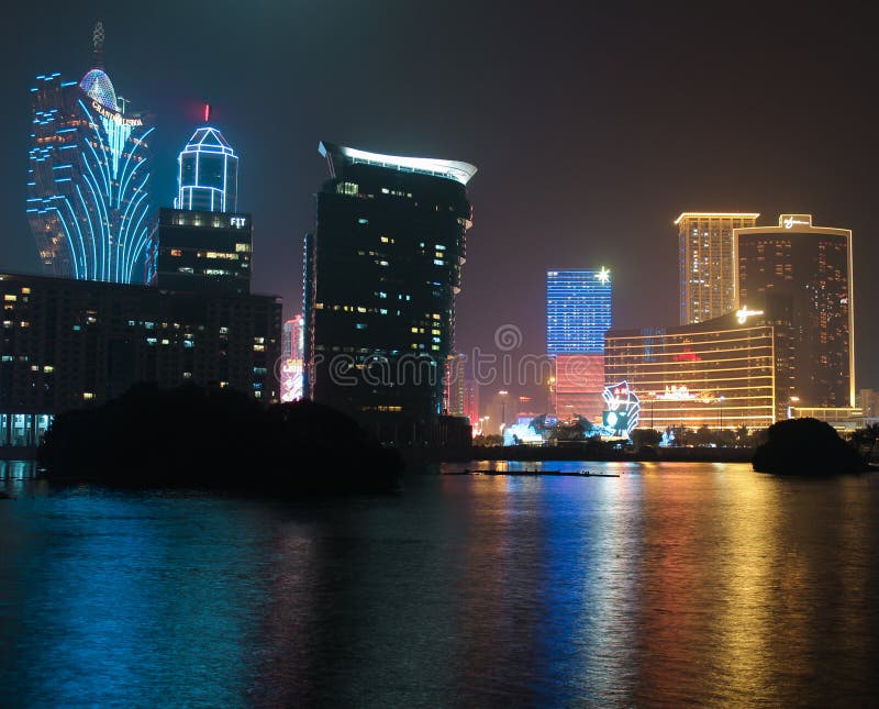 Macau Casino Buildings at Night Time Editorial Stock Image - Image of ...