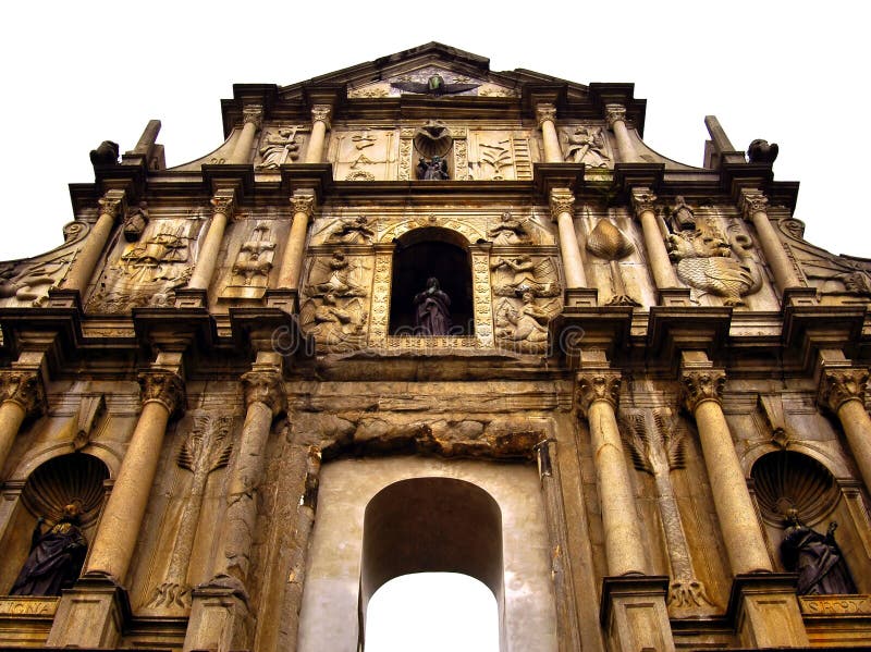Macau church facade stock photo. Image of balcony, christian - 6574228
