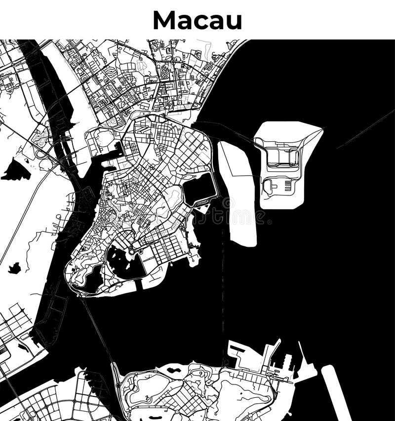 Macau City Map, Cartography Map, Street Layout Map Stock Vector ...