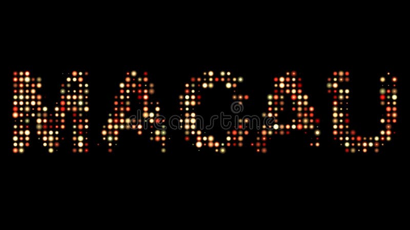 Macau City Name in Bright Dotty Lights on Black Background Stock Video ...