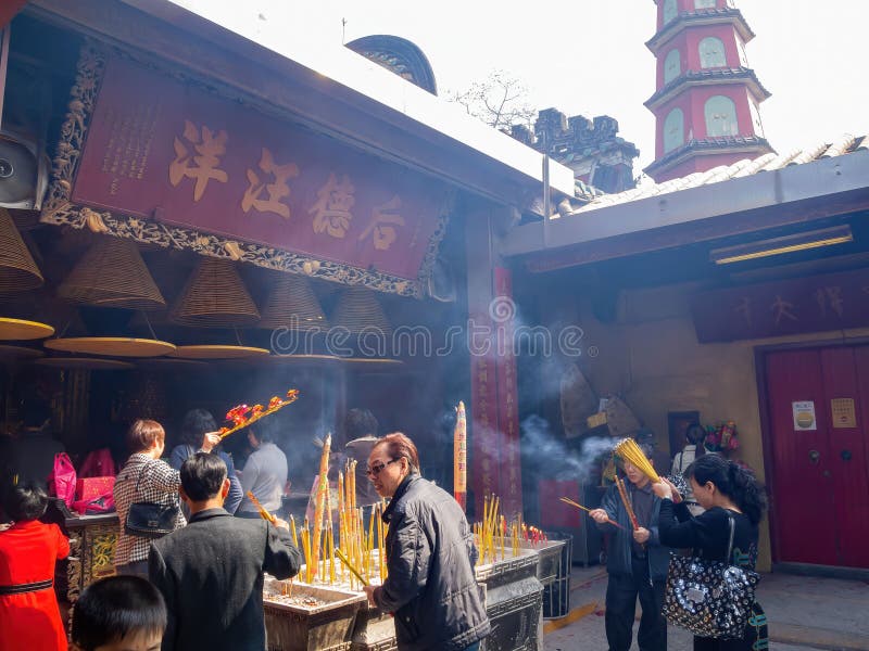 People Praying in the a-Ma Temple Editorial Photo - Image of building ...