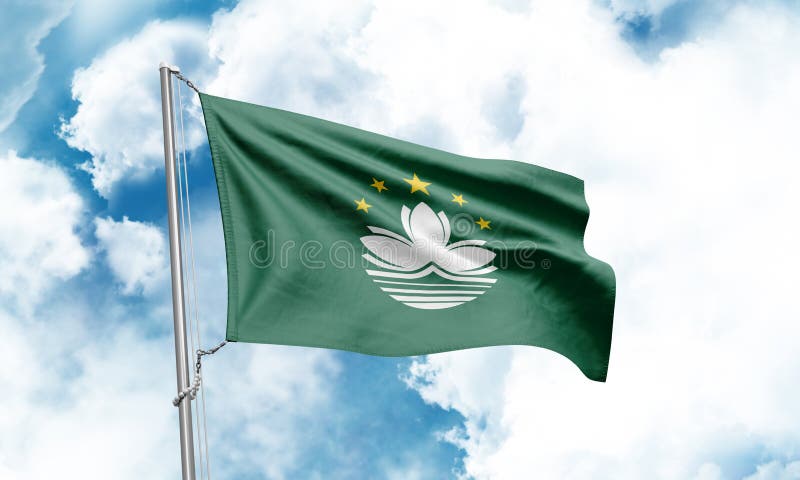 Macau flag on a flag stand stock vector. Illustration of official ...
