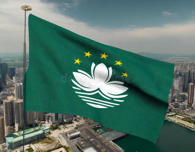 Macau Flag Waving on the Wind Stock Illustration - Illustration of ...