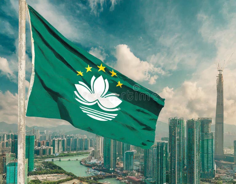 Macau Flag Waving on the Wind Stock Photo - Image of emblem, render ...