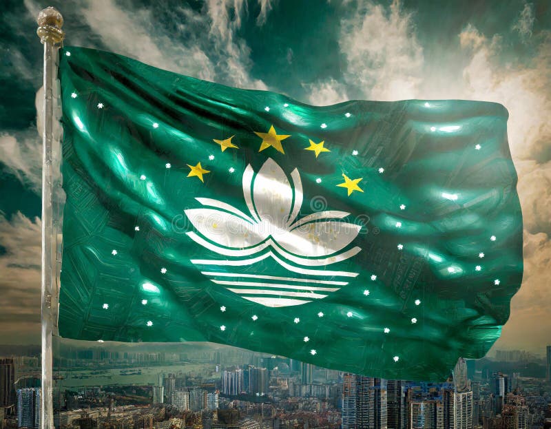 Macau Flag Waving on the Wind Stock Illustration - Illustration of ...
