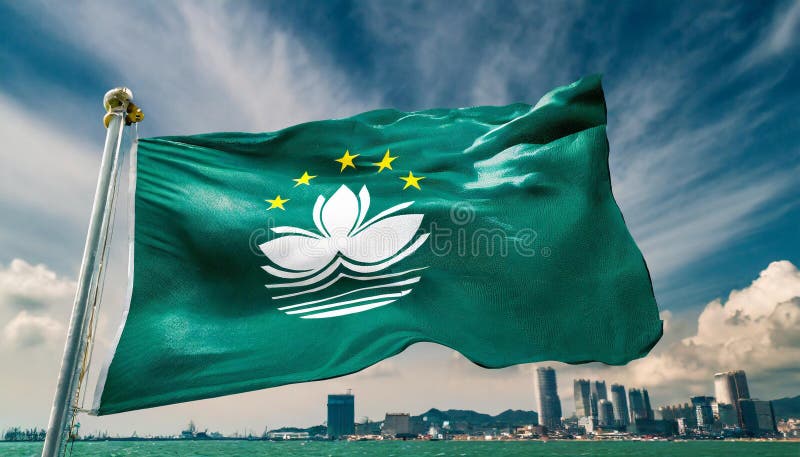 Macau Flag Waving on the Wind Stock Photo - Image of symbol, green ...