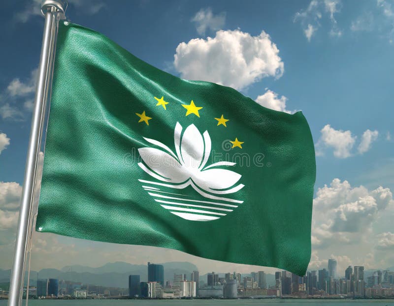 Macau Flag Waving on the Wind Stock Photo - Image of shiny, ripple ...