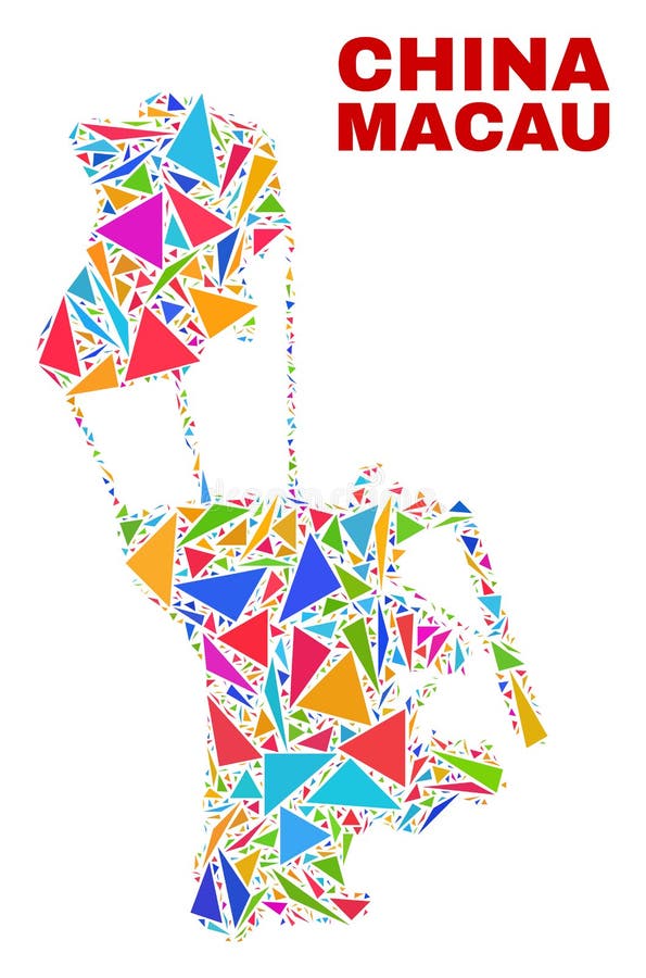 Macau Map - Mosaic of Color Triangles Stock Vector - Illustration of ...