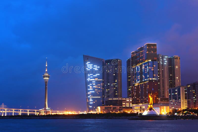 Macau at night stock image. Image of lake, night, horizon - 26340013