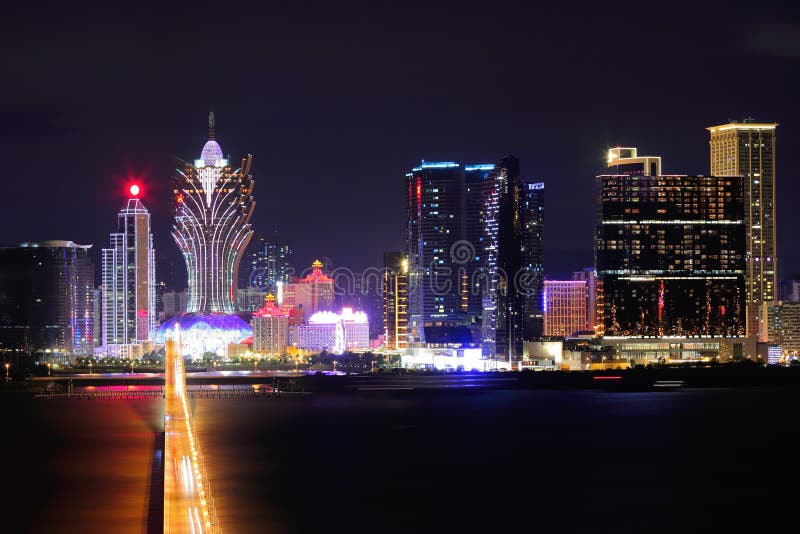 Macau at night stock image. Image of lake, night, horizon - 26340013