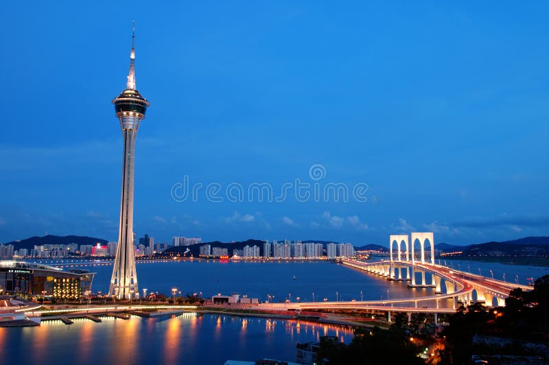 Macau night stock photo. Image of blue, building, city - 3098912