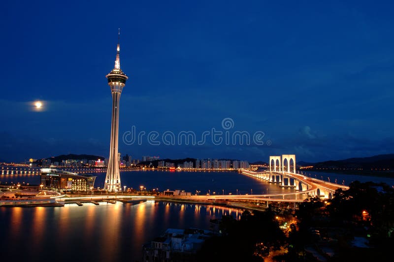 Macau night stock photo. Image of blue, building, city - 3098912