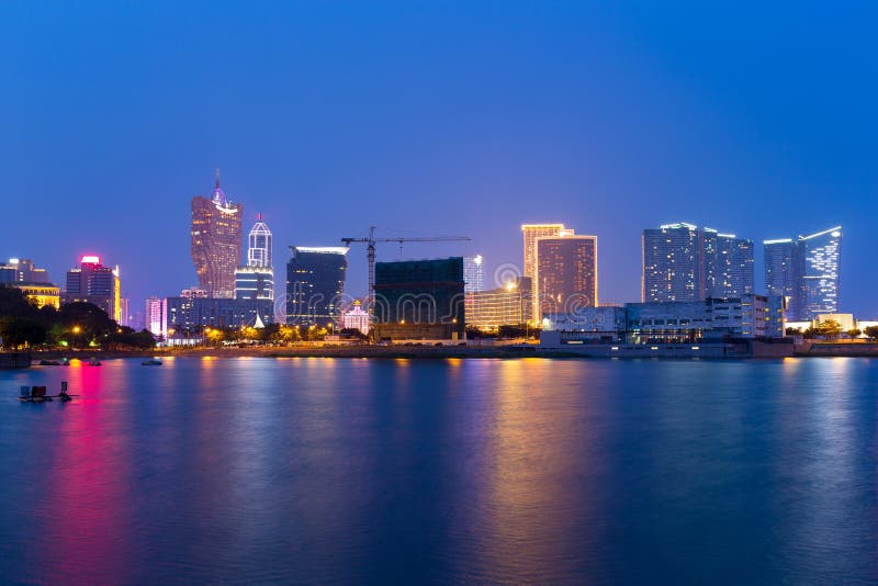 Macau at night stock image. Image of water, tower, resort - 75624443