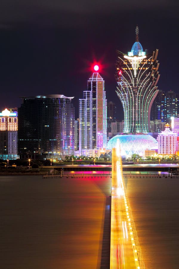 Macau at night stock image. Image of china, lights, business - 20147389