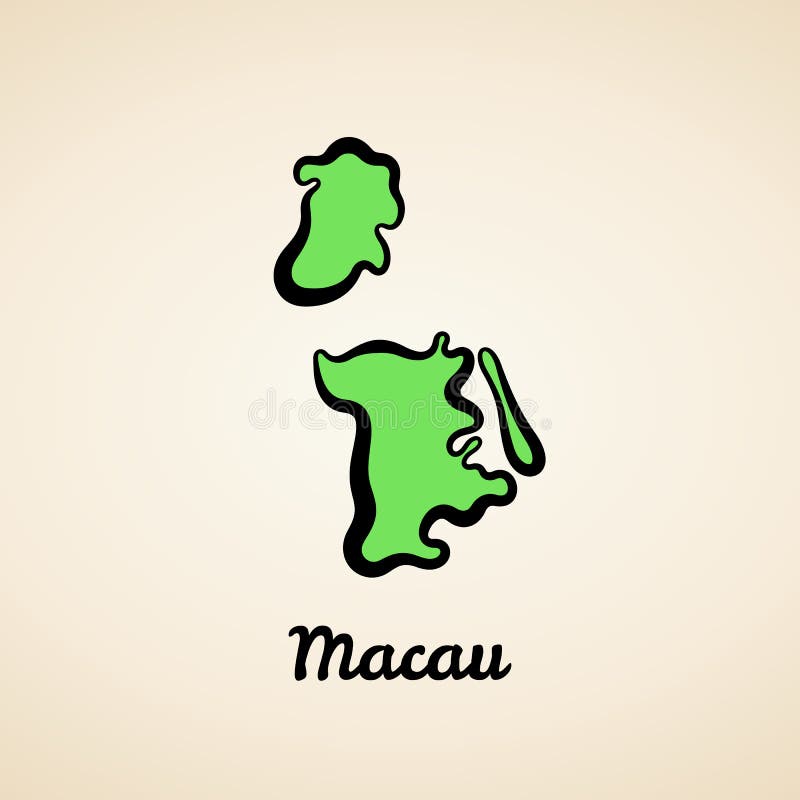Macau Outline Map State Shape Country Borders Stock Vector ...