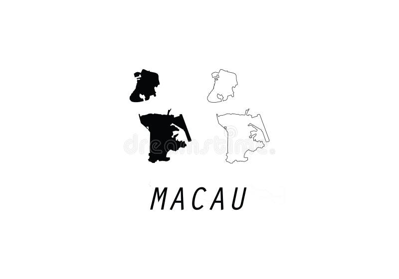 Macau Outline Map State Shape Country Borders Stock Vector ...