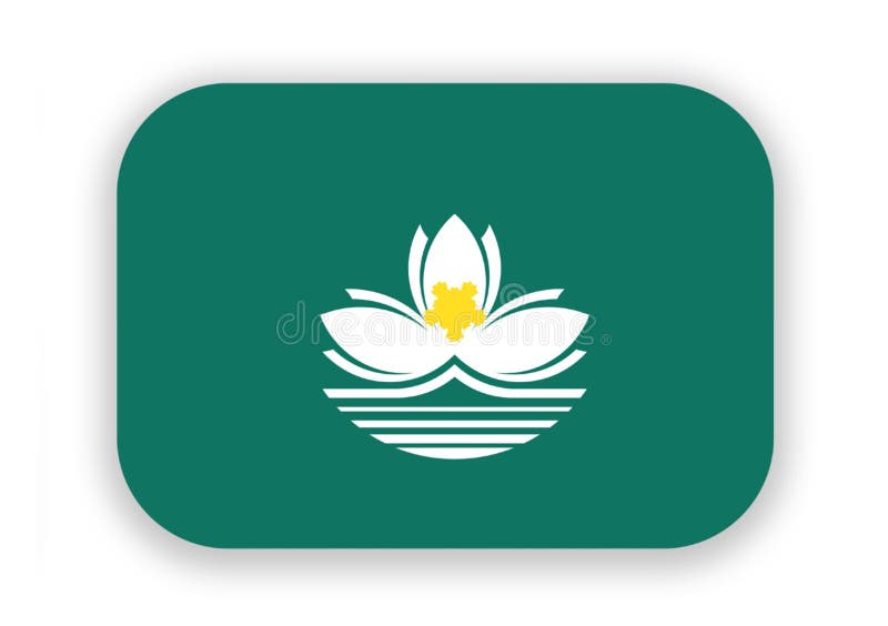 Macau Rounded Rectangle Flag Icon with Shadow on White Background Stock ...