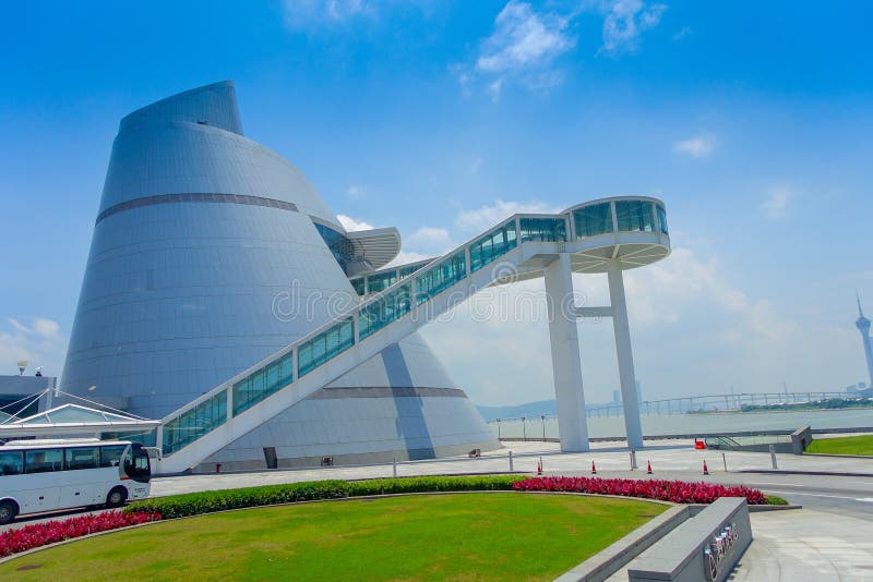 Macau Science Center, a Distinctive, Asymmetrical, Conical Shape ...