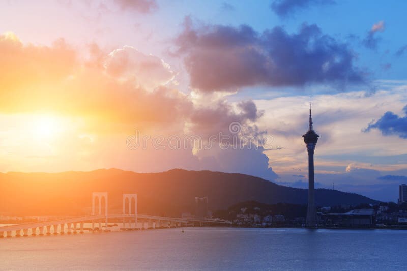 Macau sunset stock image. Image of blue, metro, casino - 37497575
