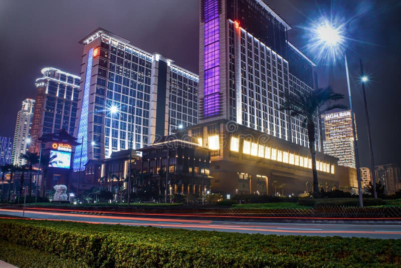 Macau streets editorial stock photo. Image of clouds - 238891308