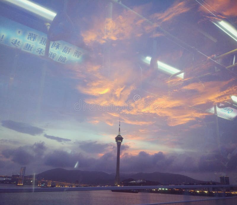 Macau Tower editorial photo. Image of beautiful, sunset - 114924656